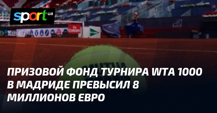 Призовой фонд турнира WTA 1000 в Мадриде превысил 8 миллионов евро